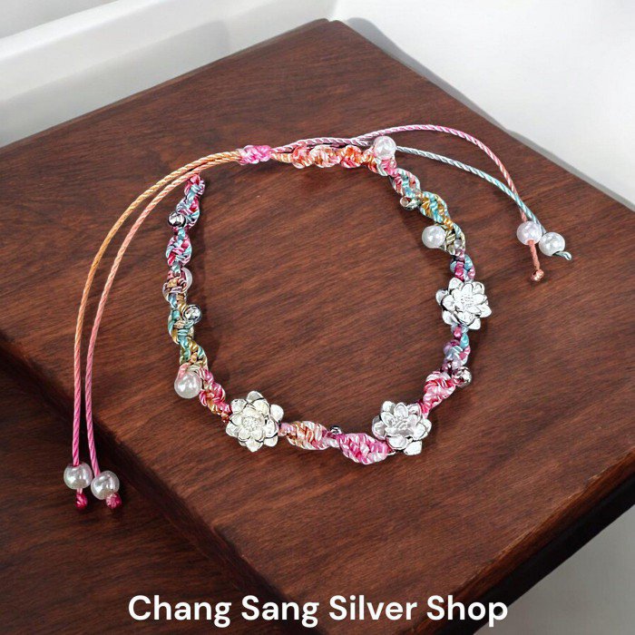 彩色繽紛立體花花編織手鏈Bracelet(YRP0273-PK) | Chang Sang Store