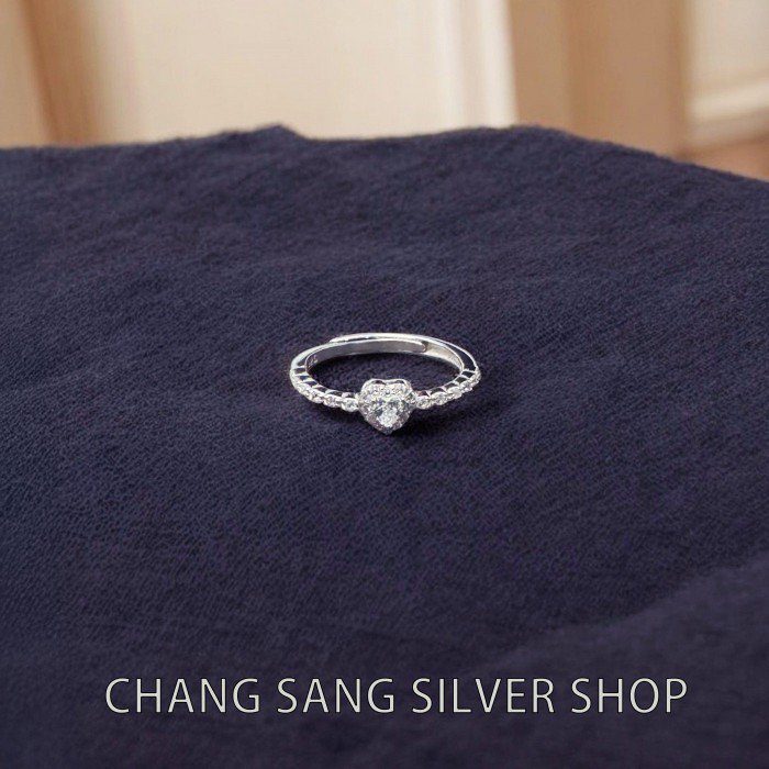 心綻心語．CZ(重叠開口)戒指Heart Whisper Silver CZ Ring(RGA0833-20) | Chang Sang Store