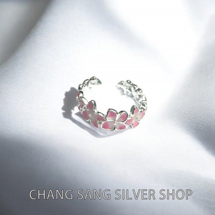 Pink & Flower Design Ring(重叠開口)戒指(RGC0364S-PK) | Chang Sang Store